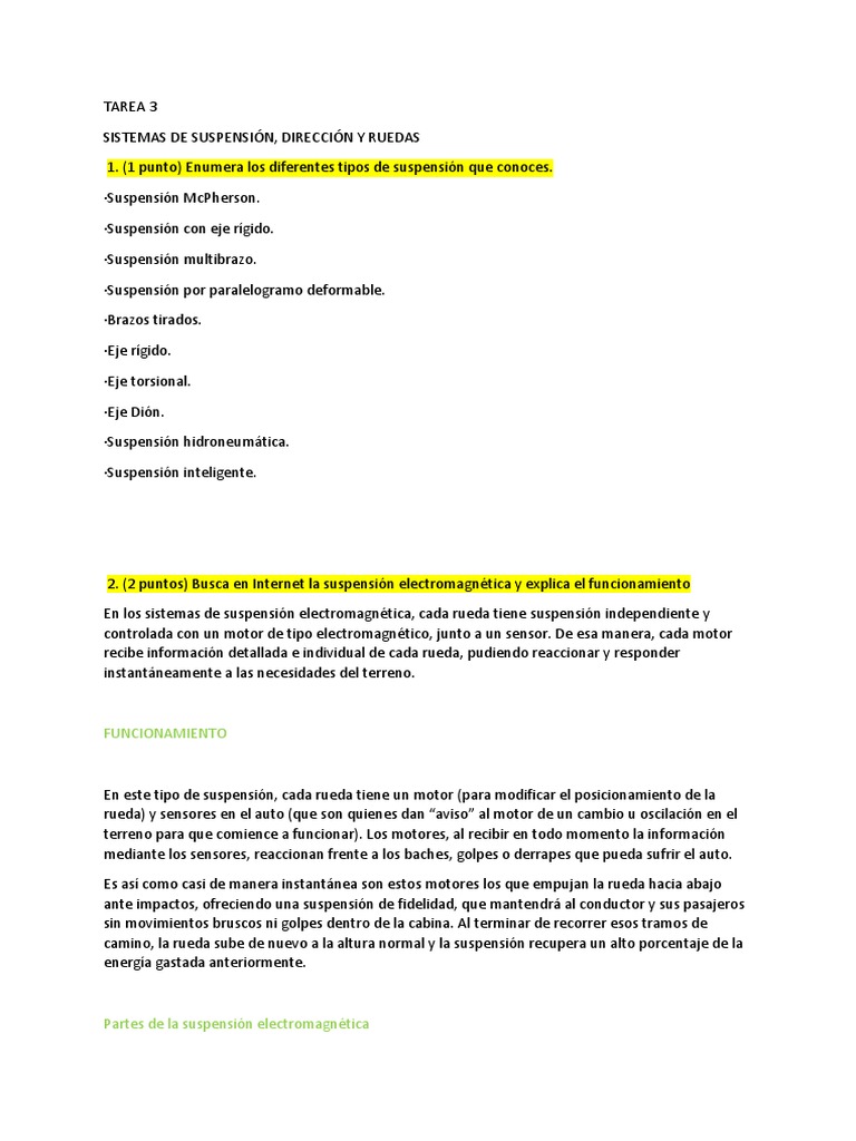 Tipos y Funcionamiento de Suspensiones Automotrices | PDF | Eje ...