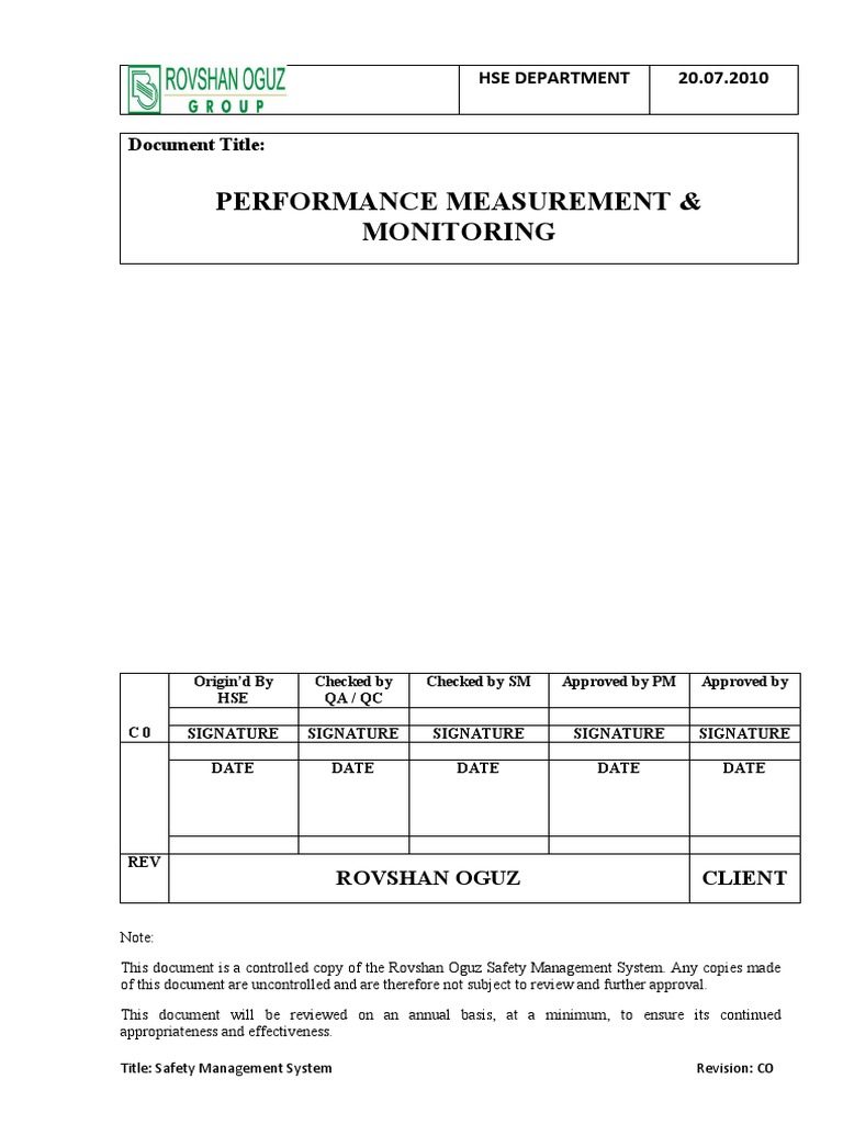 Performance Measurement & Monitoring | PDF | Occupational Safety And ...