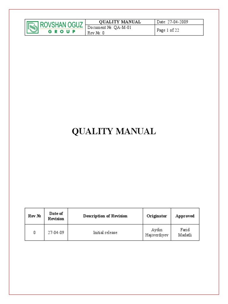 Quality Manual | PDF | Verification And Validation | Quality Management