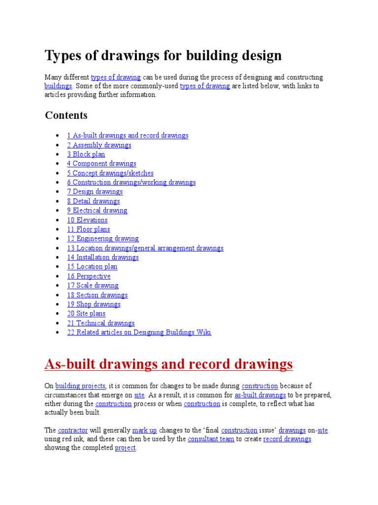 Types of Drawings For Building Design | PDF | Drawing | Technical Drawing