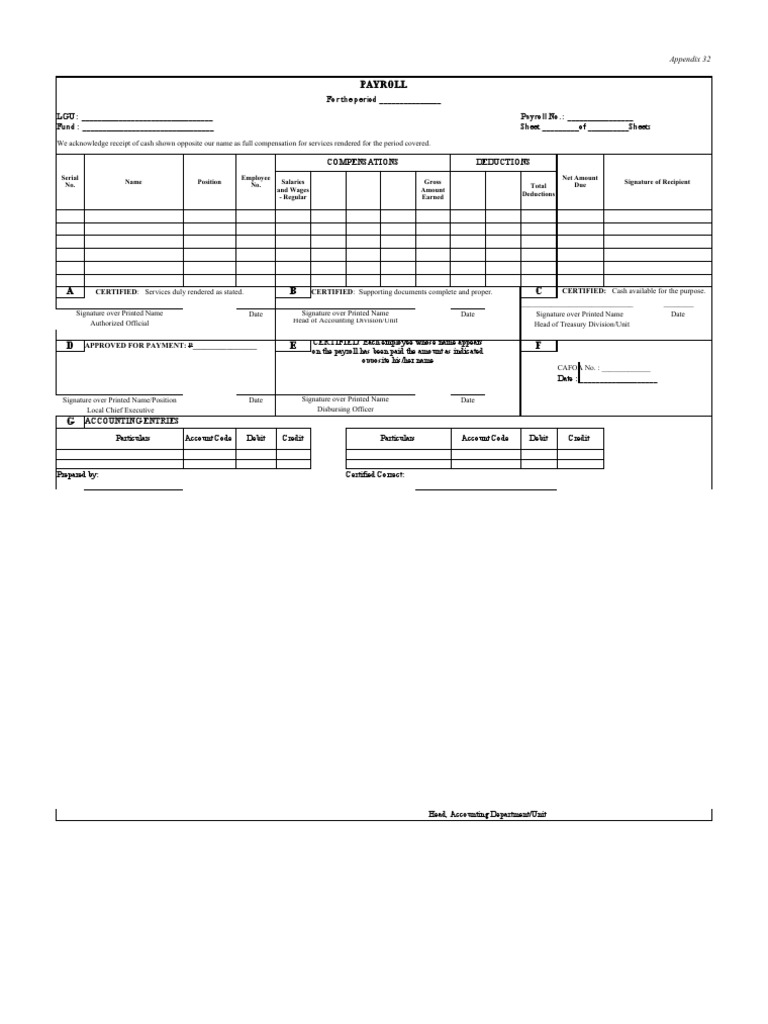 Appendix 32 - Payroll | PDF | Payroll | Debits And Credits