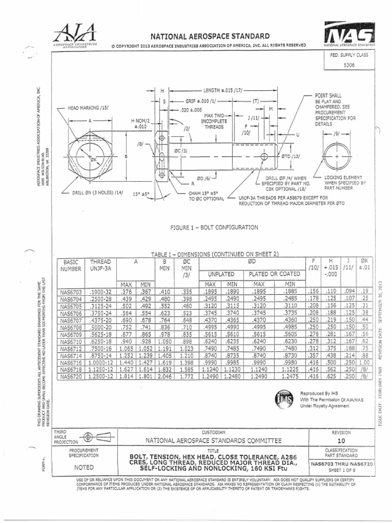 Nas6703 Nationalaerospacestandard | PDF | Screw | Mechanical Engineering