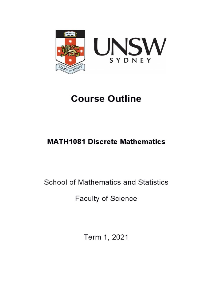 Course Outline: MATH1081 Discrete Mathematics | Download Free PDF ...