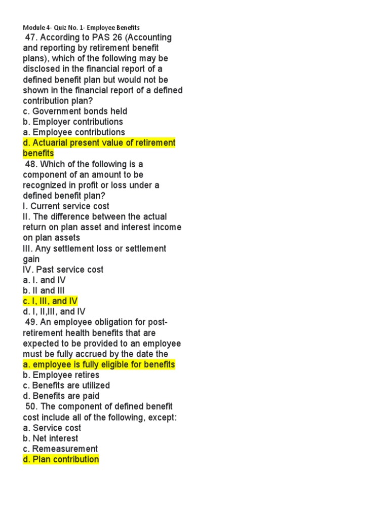 Employee Benefits Questions 8 | PDF