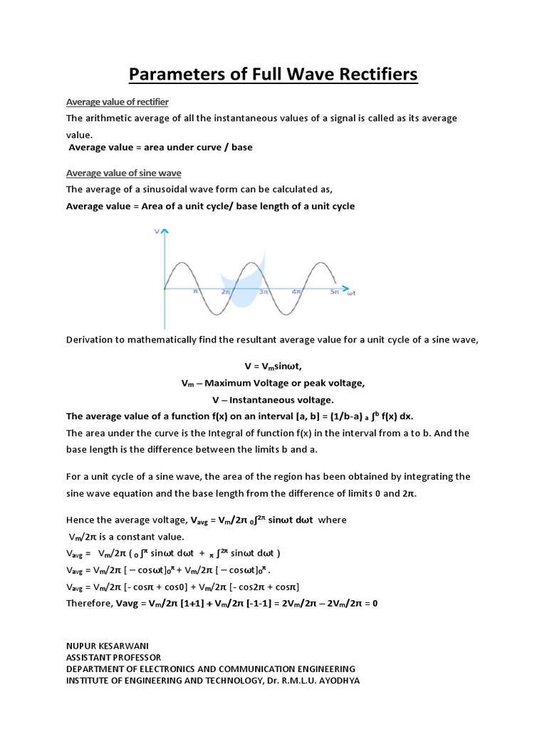 Full Wave Rectifier Parameters and Values | PDF | Root Mean Square ...