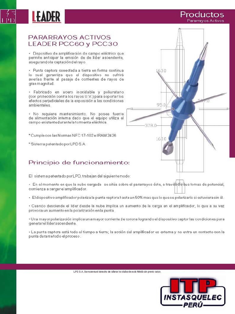 Pararrayo PDC Leader PCC60 | PDF