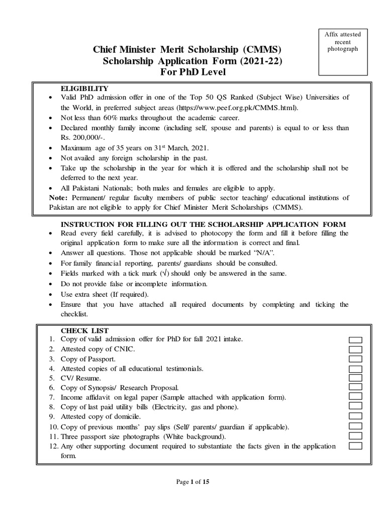 PEEF Scholarship 2021 Download Application Form | PDF | Bachelor's ...
