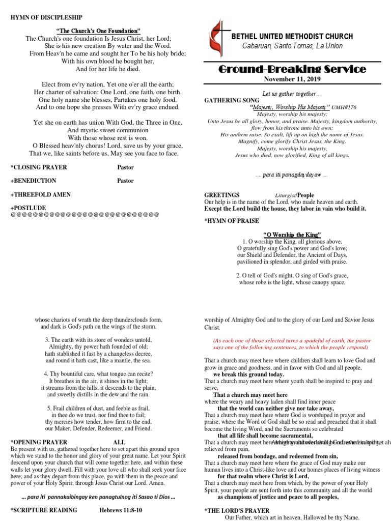 Church Groundbreaking Ceremony Program | PDF | Lord's Prayer | Glory ...