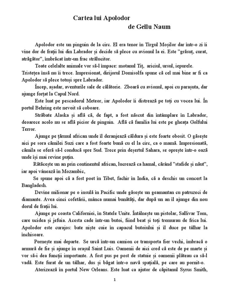 CARTEA LUI APOLODOR - Rezumat | PDF