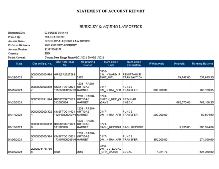 PNB Project SOA Jan 2021 | PDF | Financial Services | Banking