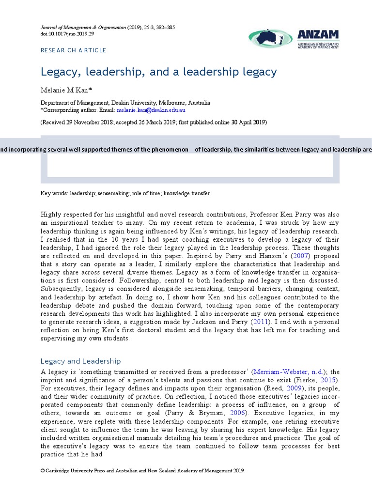 Legacy, Leadership, and A Leadership Legacy-Dikonversi | PDF ...