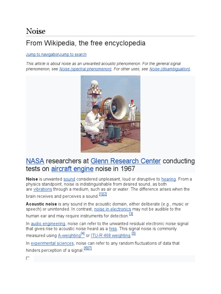 Noise: From Wikipedia, The Free Encyclopedia | PDF | Noise | Sound