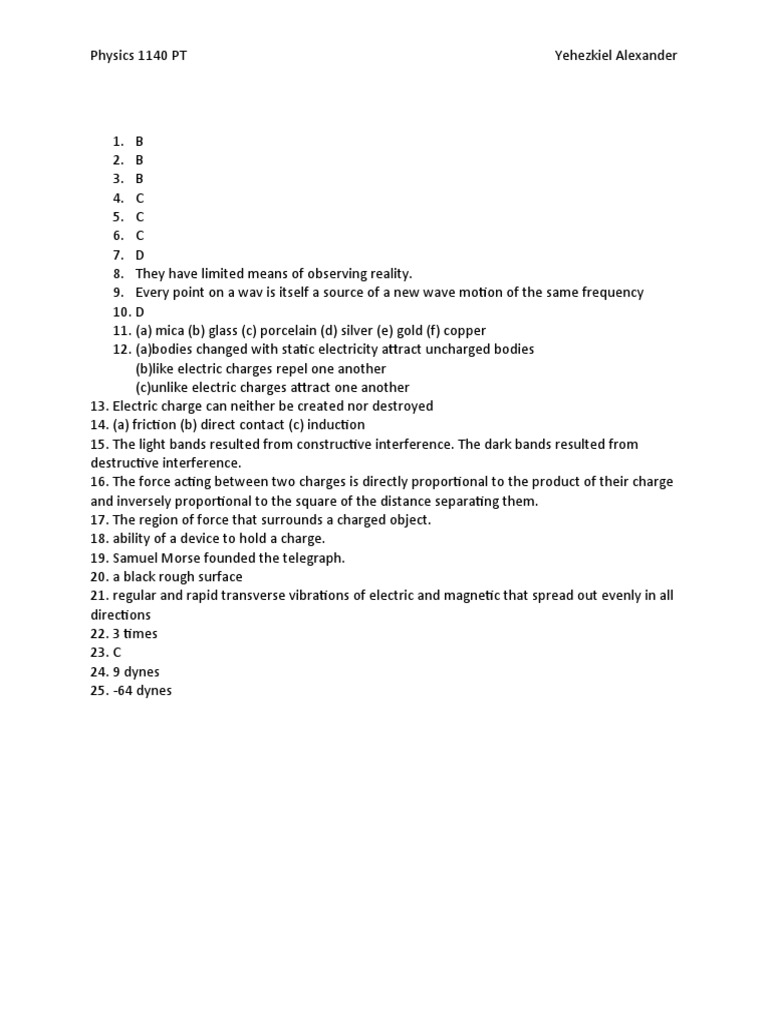 Physics 1140 PT | PDF