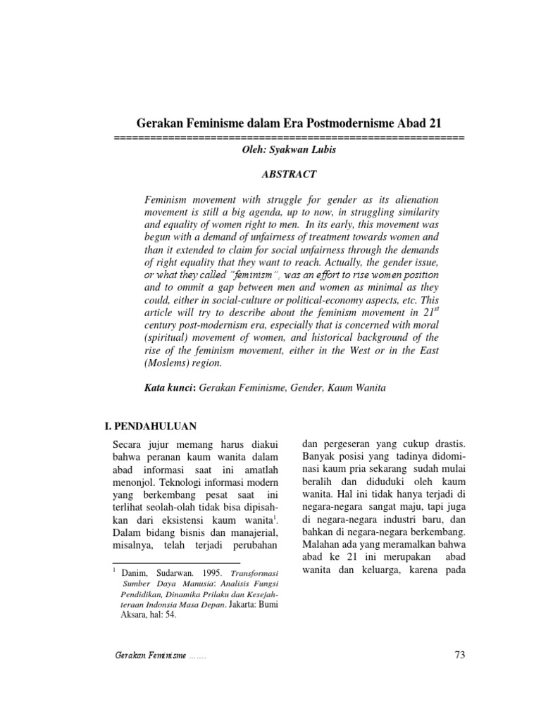Gerakan Feminisme Dalam Era Postmodernis 64c3aaf4 | PDF