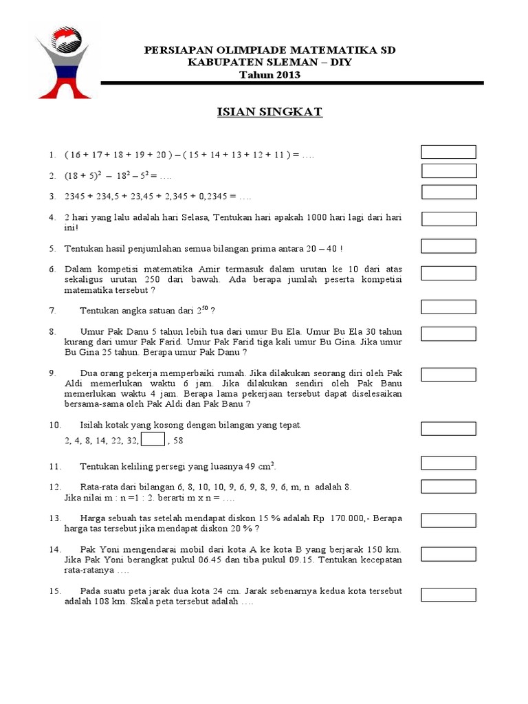 OSK Matematika SD Contoh Soal (3) (WWW - Defantri.com) | PDF