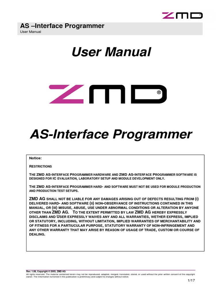 User Manual: AS - Interface Programmer | PDF | Power Supply | Input/Output