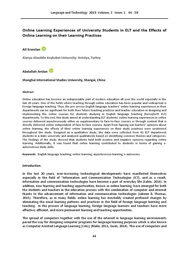 Online Learning Experiences of University Students and The Effects of ...