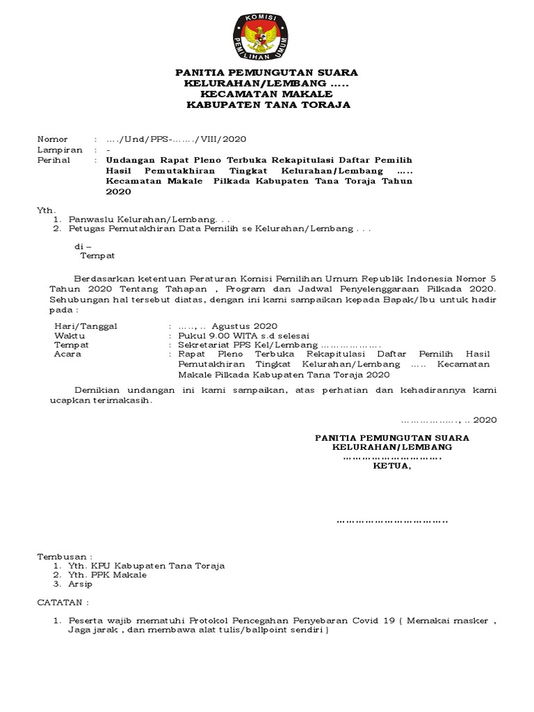 Undangan Rapat Pleno Pps | PDF