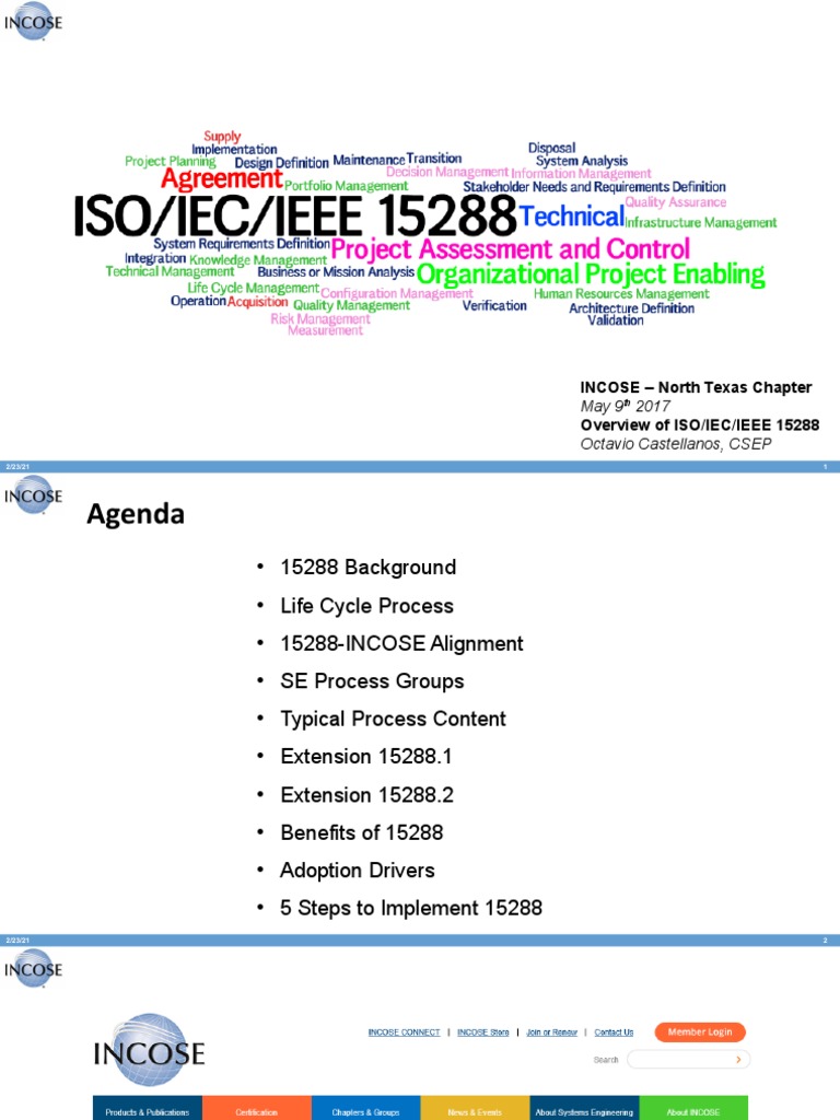INCOSE - North Texas Chapter Overview of ISO/IEC/IEEE 15288: May 9 2017 ...