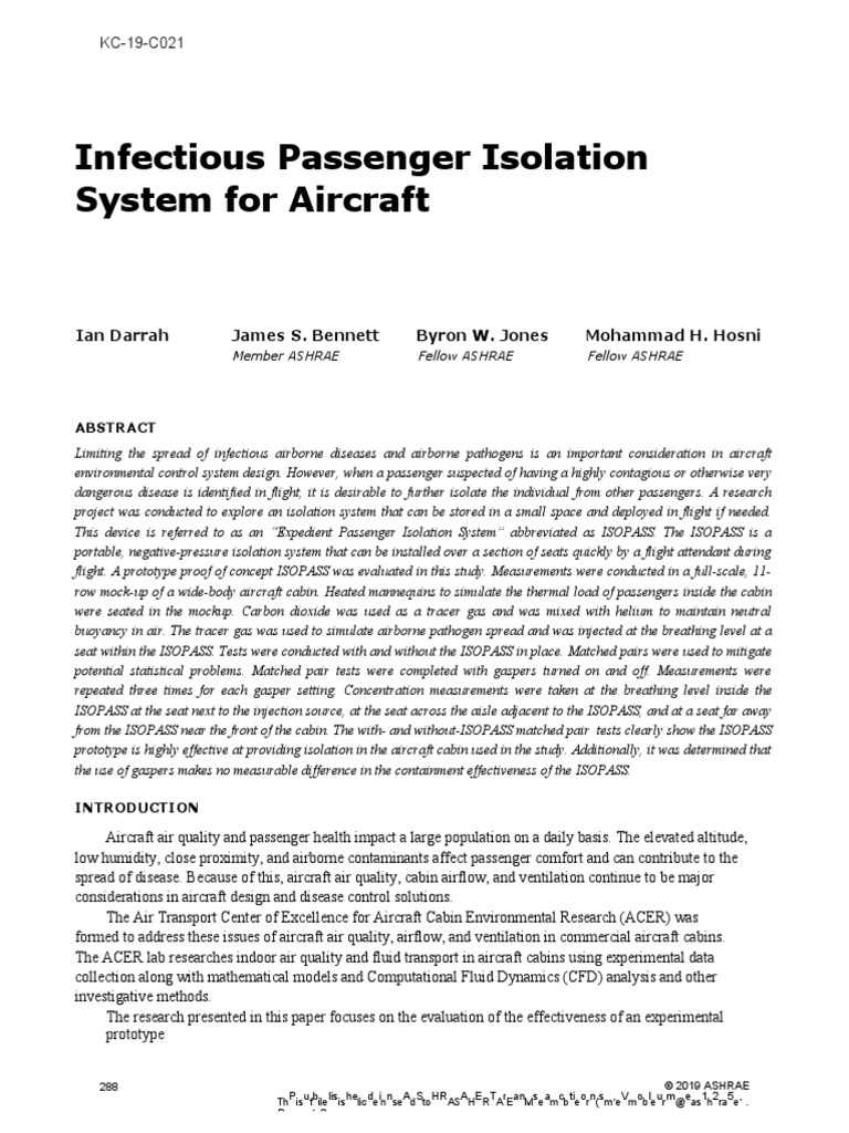 Infectious Passengers Isolation System For Aircraft | PDF | Ventilation ...