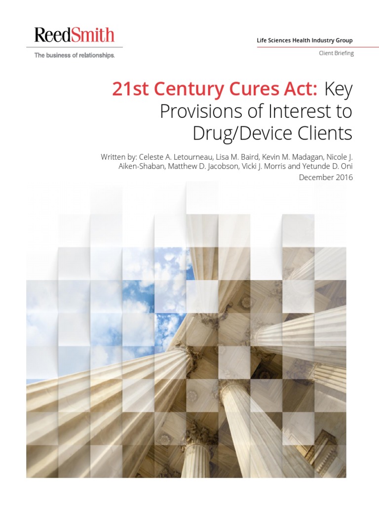 21st Century Cures Act:: Key Provisions of Interest To Drug/Device Clients | PDF | Food And Drug ...