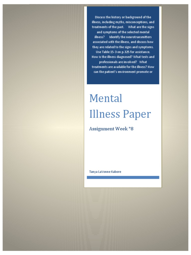 Mental Illness Paper: Assignment Week 8 | PDF | Personality Disorder ...