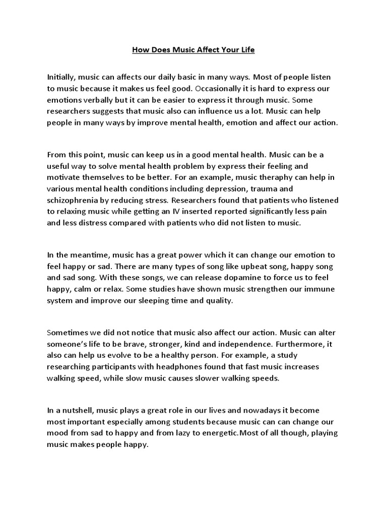 How Does Music Affect Your Life | PDF