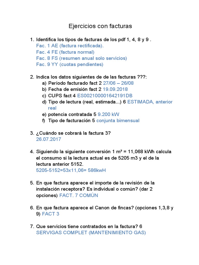 Ejercicios Con Facturas | PDF