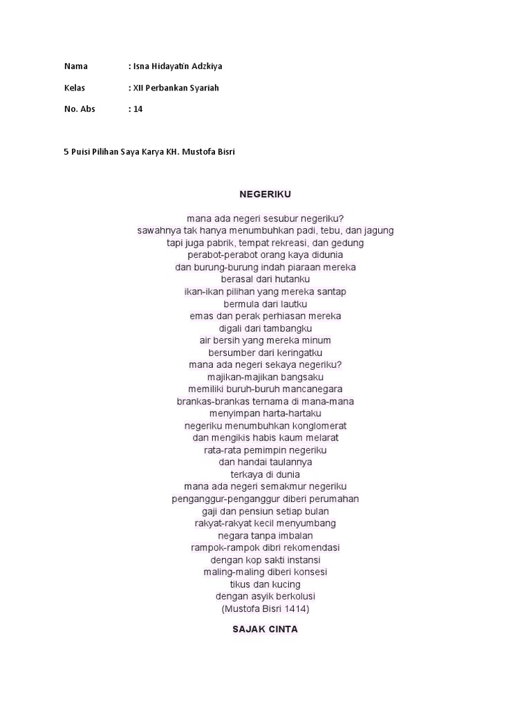 Puisi Mustofa Bisri | PDF