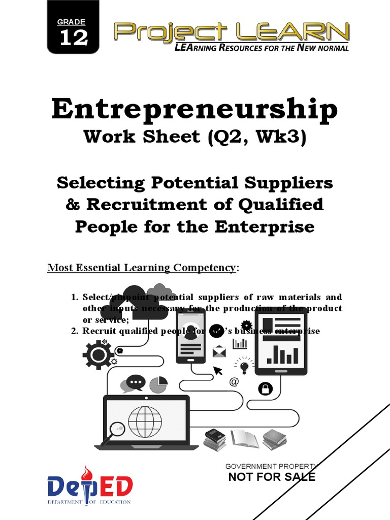 Entrepreneurship: Work Sheet (Q2, Wk3) | PDF | Entrepreneurship | Retail