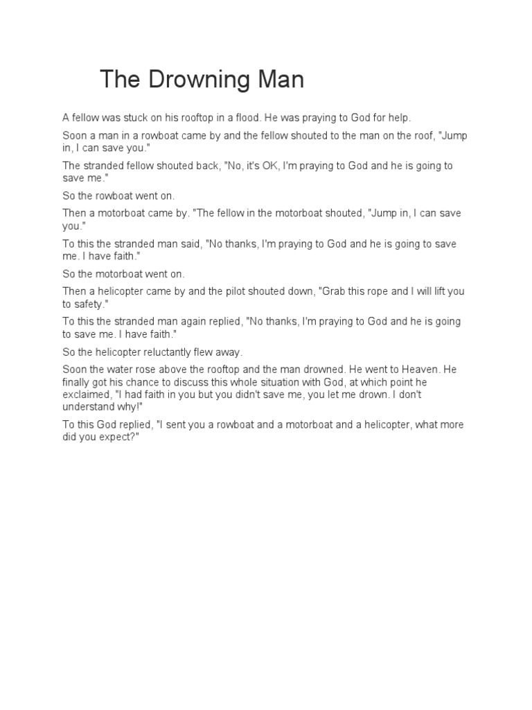 God Sends Help: The Drowning Man Parable | PDF | Poetry