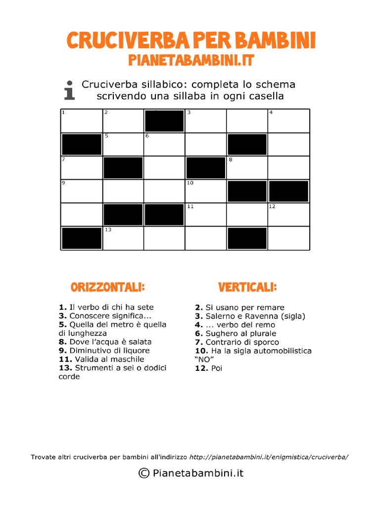 Cruciverba 6x6 Sillabico - 1 | PDF