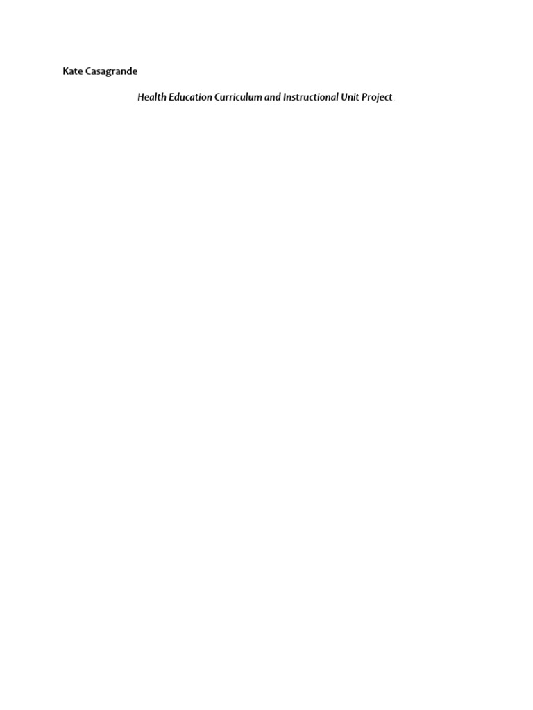 Health Unit Plan | PDF | Educational Assessment | Mental Health