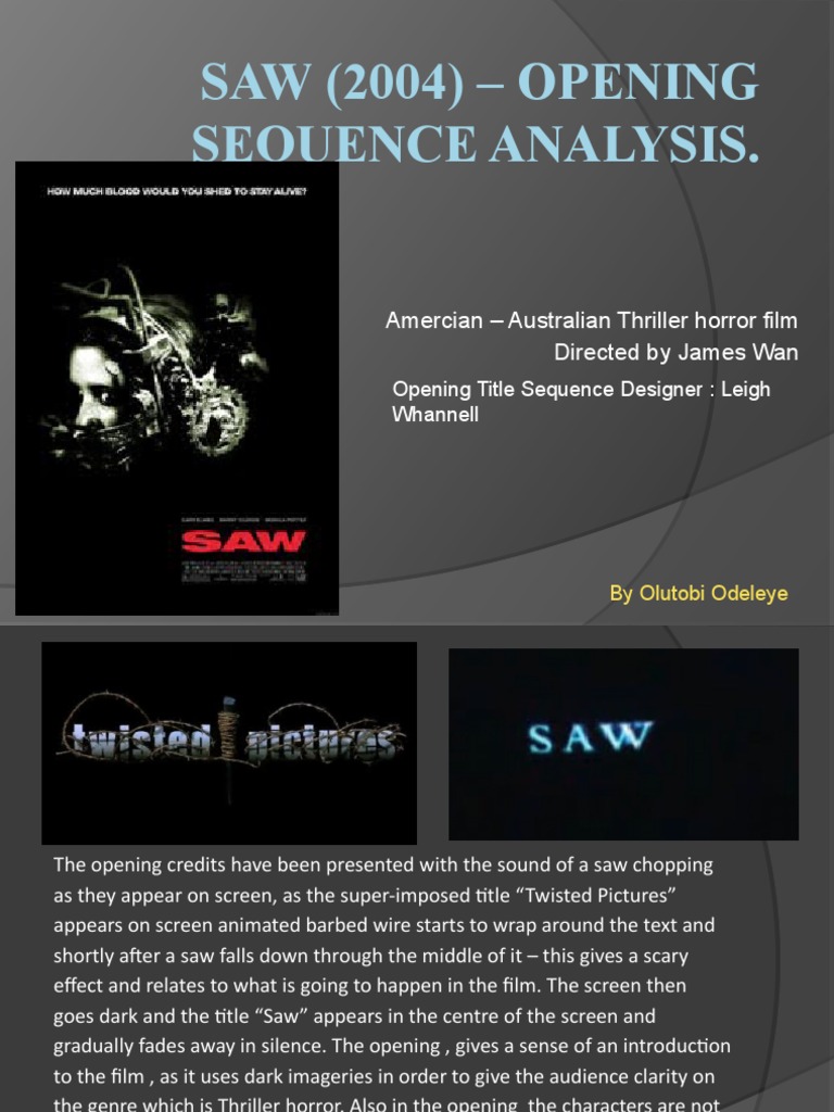 "Saw (2004) Opening Sequence Analysis" | PDF | Thriller (Genre) | Leisure