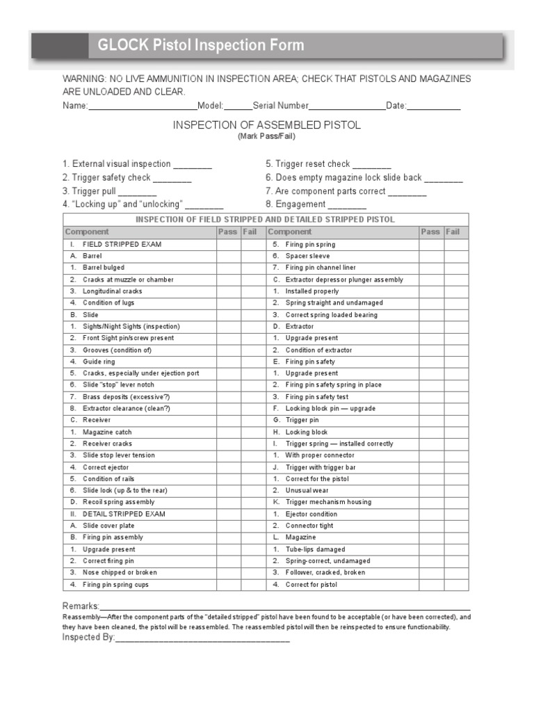 PDF Pistol Inspection Form | PDF | Military Technology | Firearms