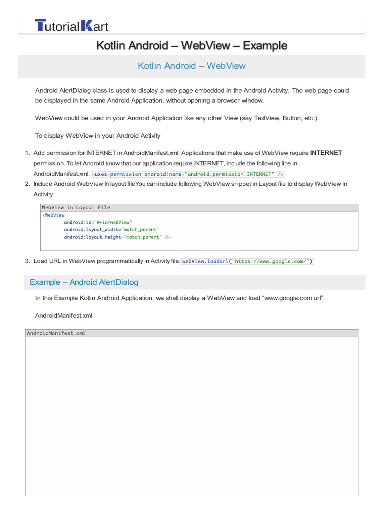 Android Webview Example | Download Free PDF | Android (Operating System) | Application Software