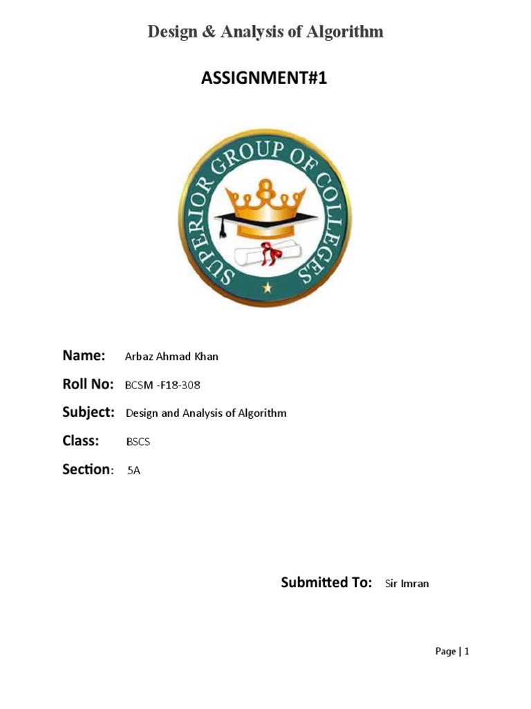 Assignment#1: Design & Analysis of Algorithm | PDF | Mathematical Logic ...