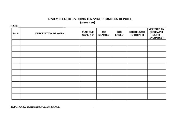 Daily Electrical Maintenance Progress Report | PDF