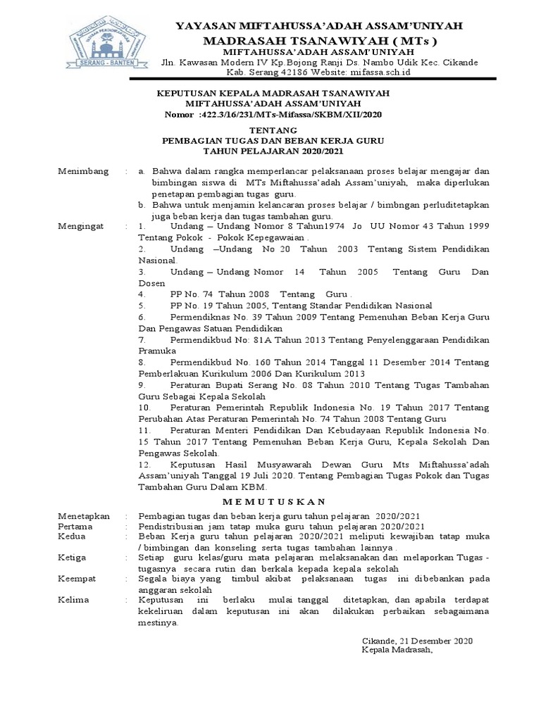 SKBM - MTs MIFASSA 2020-2021 | PDF