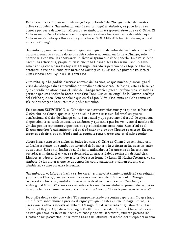 El Oshe de Changó | PDF | Hacha | Religión y creencia