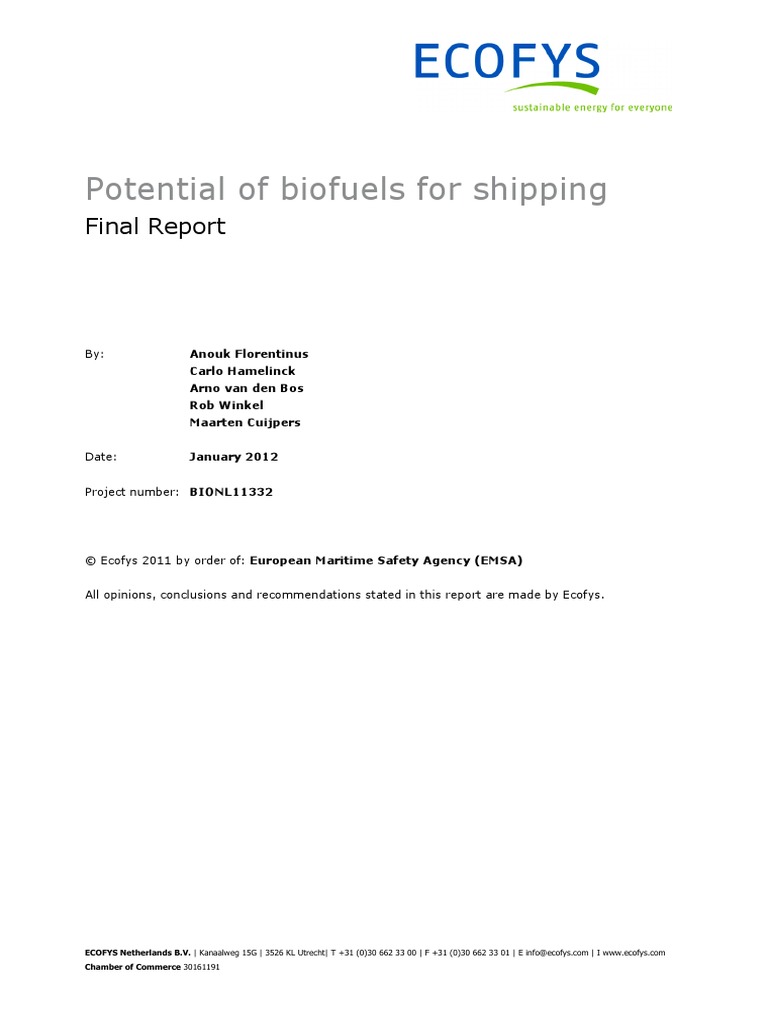 Potential of Biofuels For Shipping | PDF | Biofuel | Fuel Oil