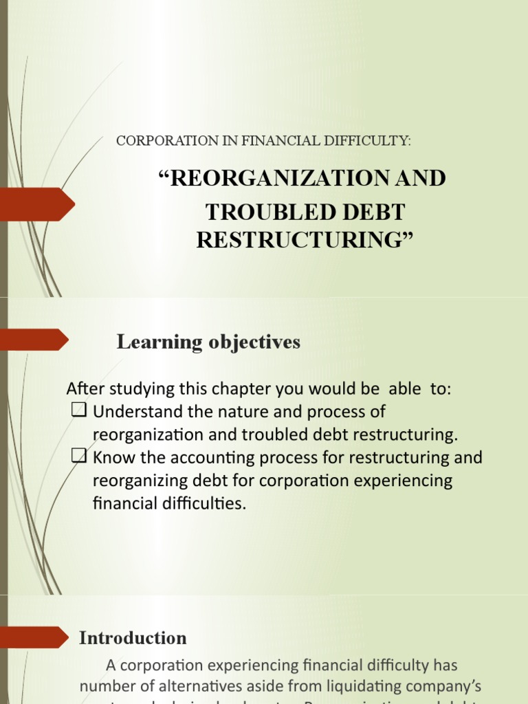 Reorganization and Troubled Debt Restructuring - 2 | PDF | Equity ...