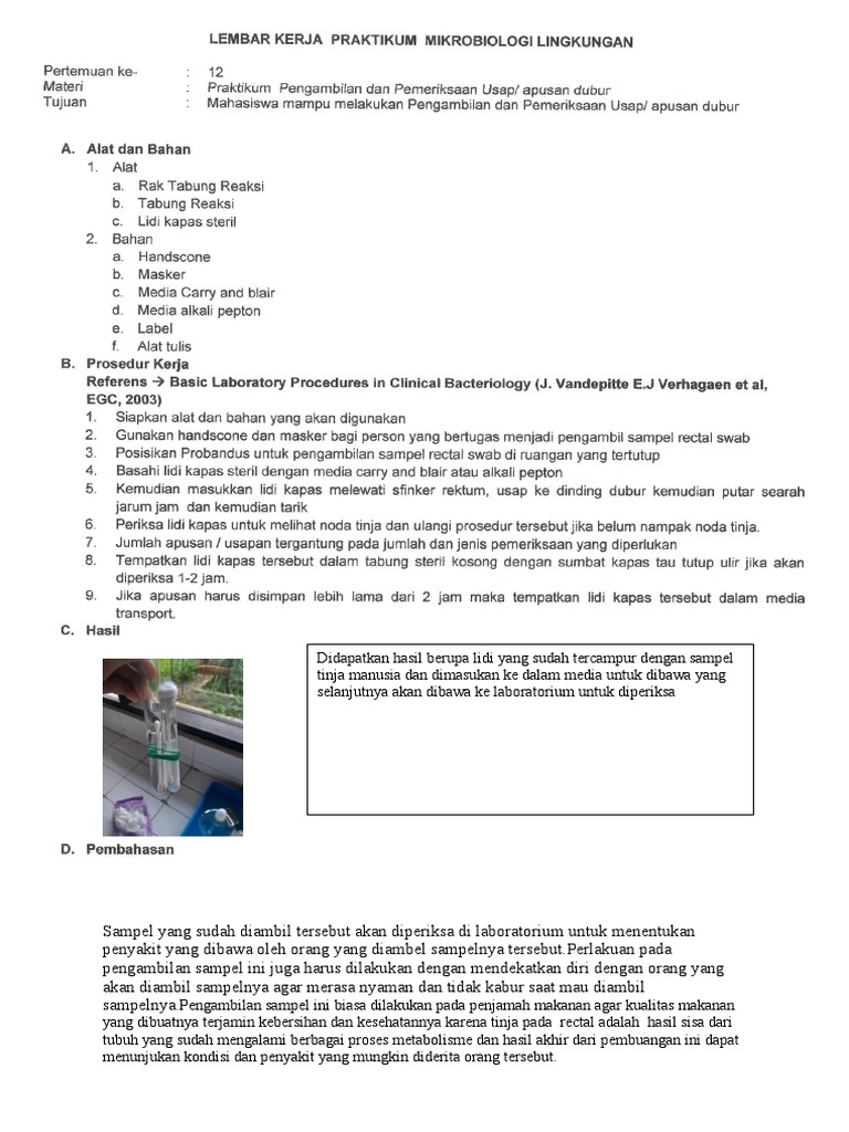 Pengambilan Sampel Rectal Swab | PDF