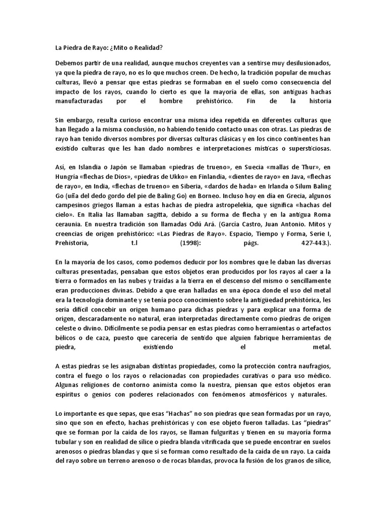 La Piedra de Rayo Mito o Realidad | PDF | Rituales | Religión y creencia