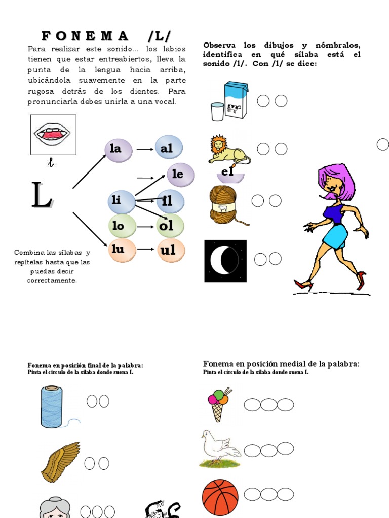 Fonema L: Pronunciación y Ejercicios | PDF | Artes del Lenguaje y ...
