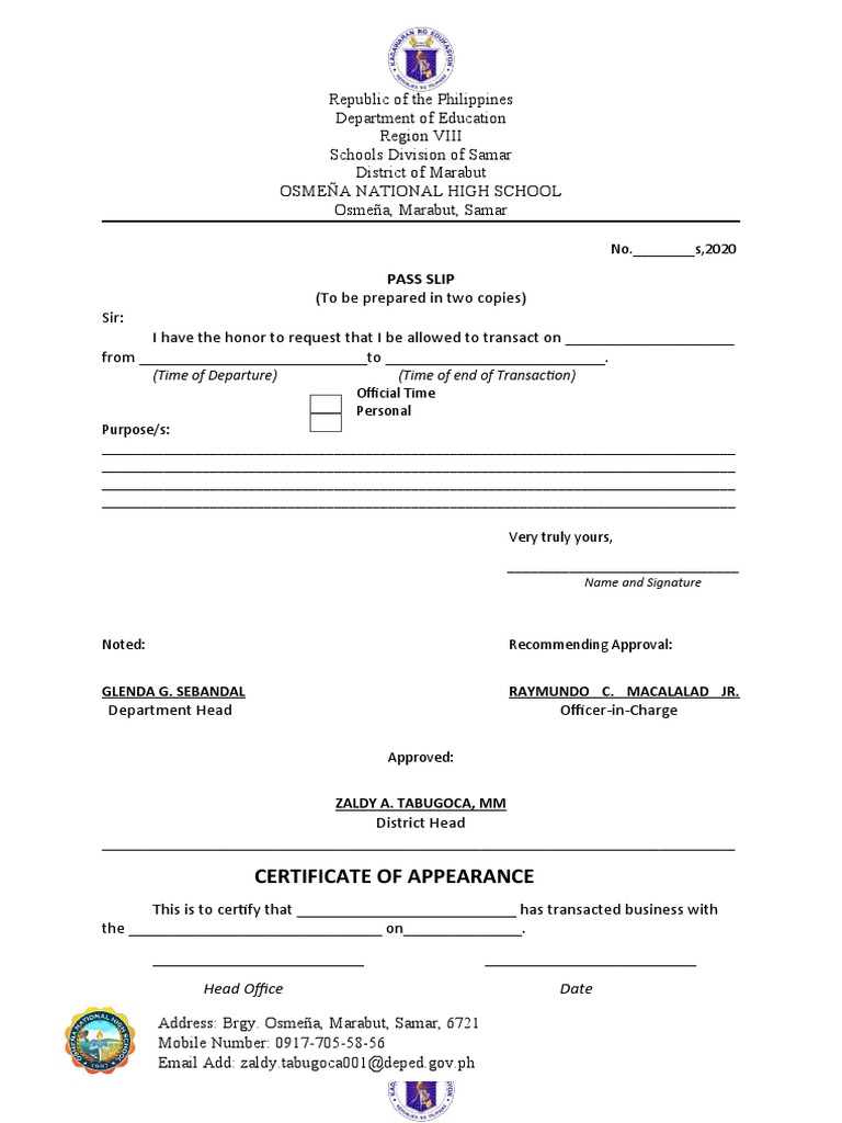 Pass Slip | PDF | Business | Further Education