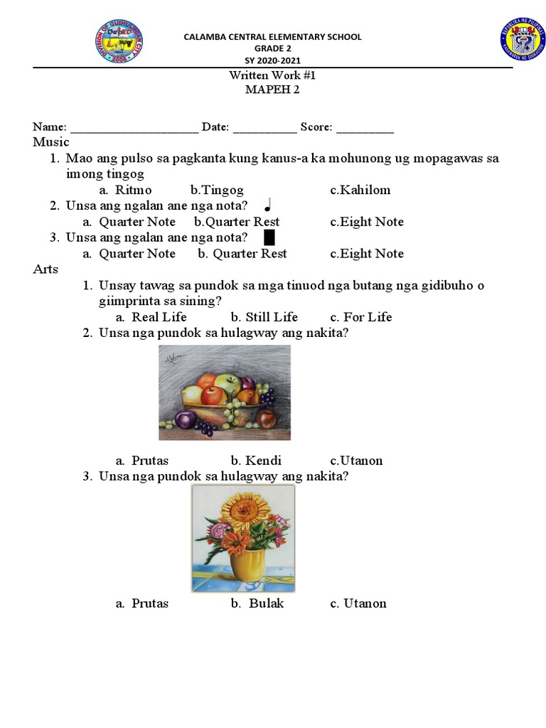 Grade2 MAPEH WW | PDF