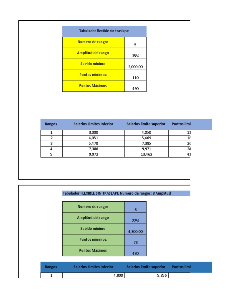 Tabulador Flexible SUELDOS Y SALARIOS | PDF