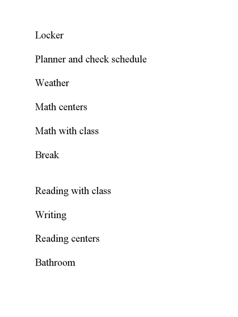 Locker Planner and Check Schedule Weather Math Centers Math With Class ...