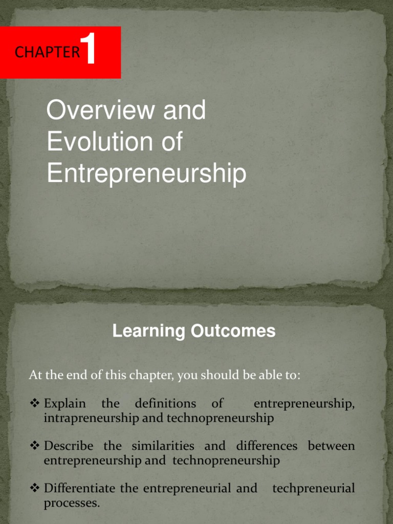 Overview and Evolution of Entrepreneurship | PDF | Entrepreneurship ...
